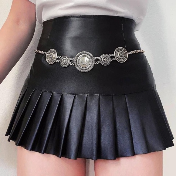 Accessories | Silver Metal Geometric Sun And Moon Details Elegant Waist ...